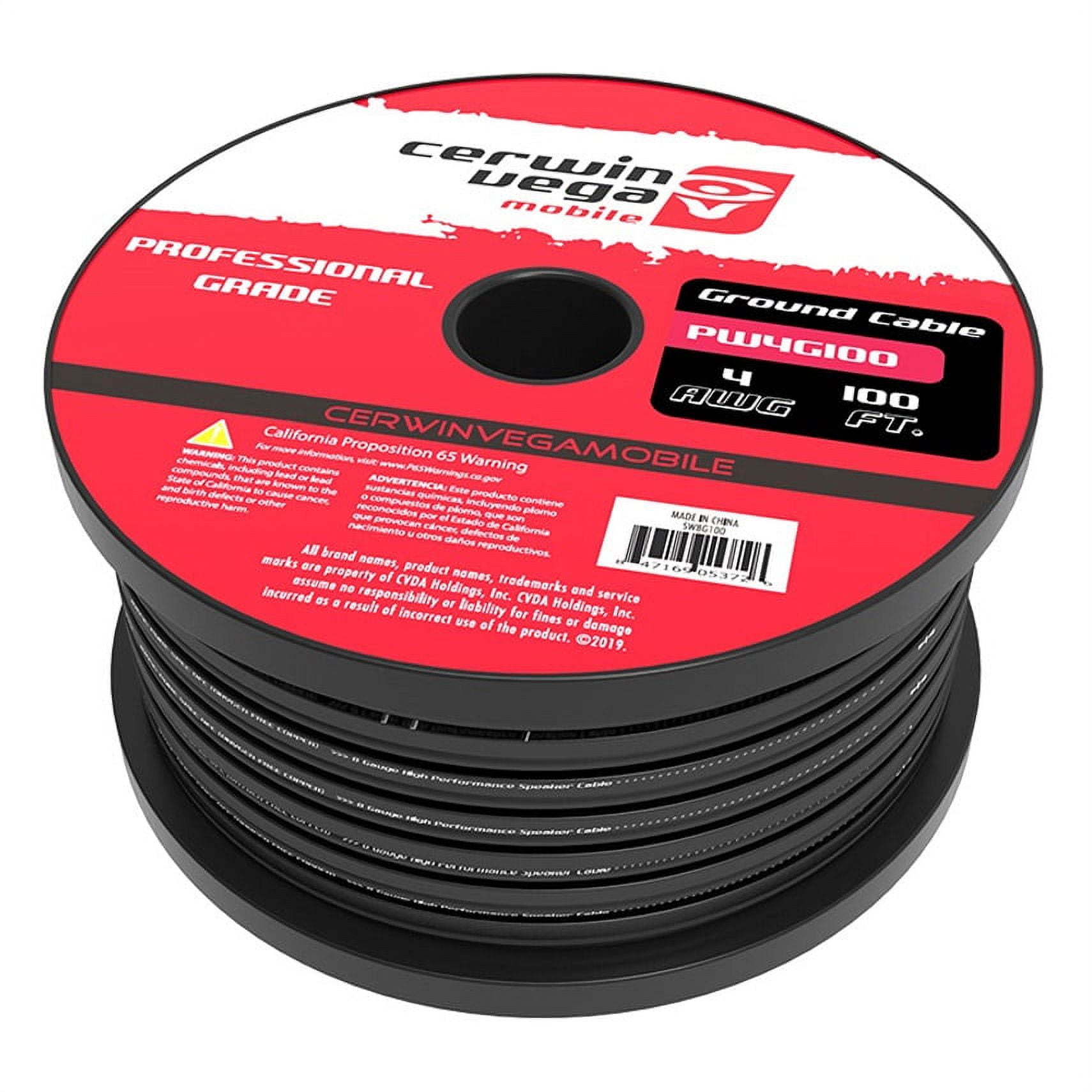 100 Ft Spool 4 Gauge OFC Tinned Copper Power Ground Wire Black Cerwin ...