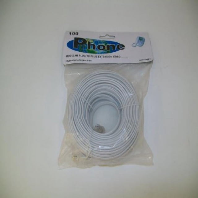 100 Ft Telephone Line Cord Modular Plug to Plug (White) - Walmart ...