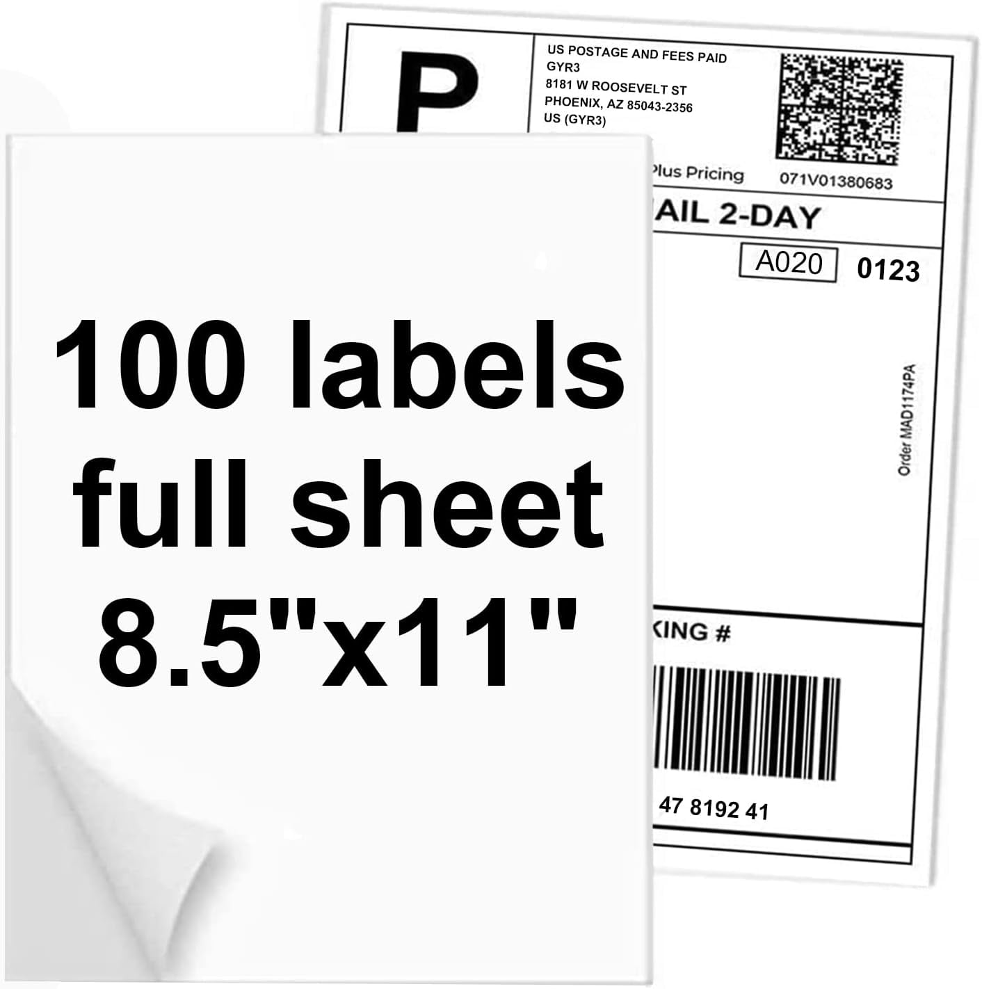 100 Full Sheets Sticker Paper for Laser & Ink Jet Printers, 8.5" x 11 ...