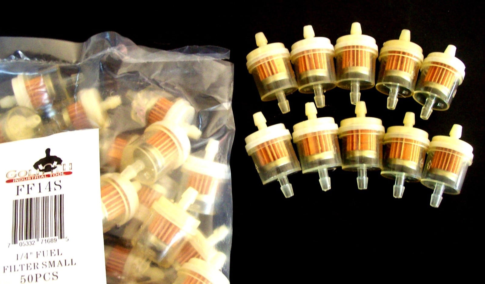 100 GOLIATH INDUSTRIAL 1/4" UNIVERSAL IN LINE FUEL GAS FILTERS LAWN ...