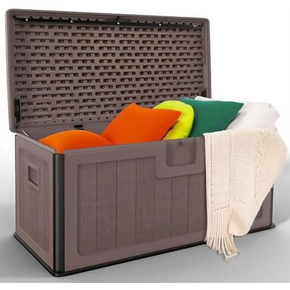 100 Gallon Deck Box, Double-Wall Construction Waterproof Outdoor ...