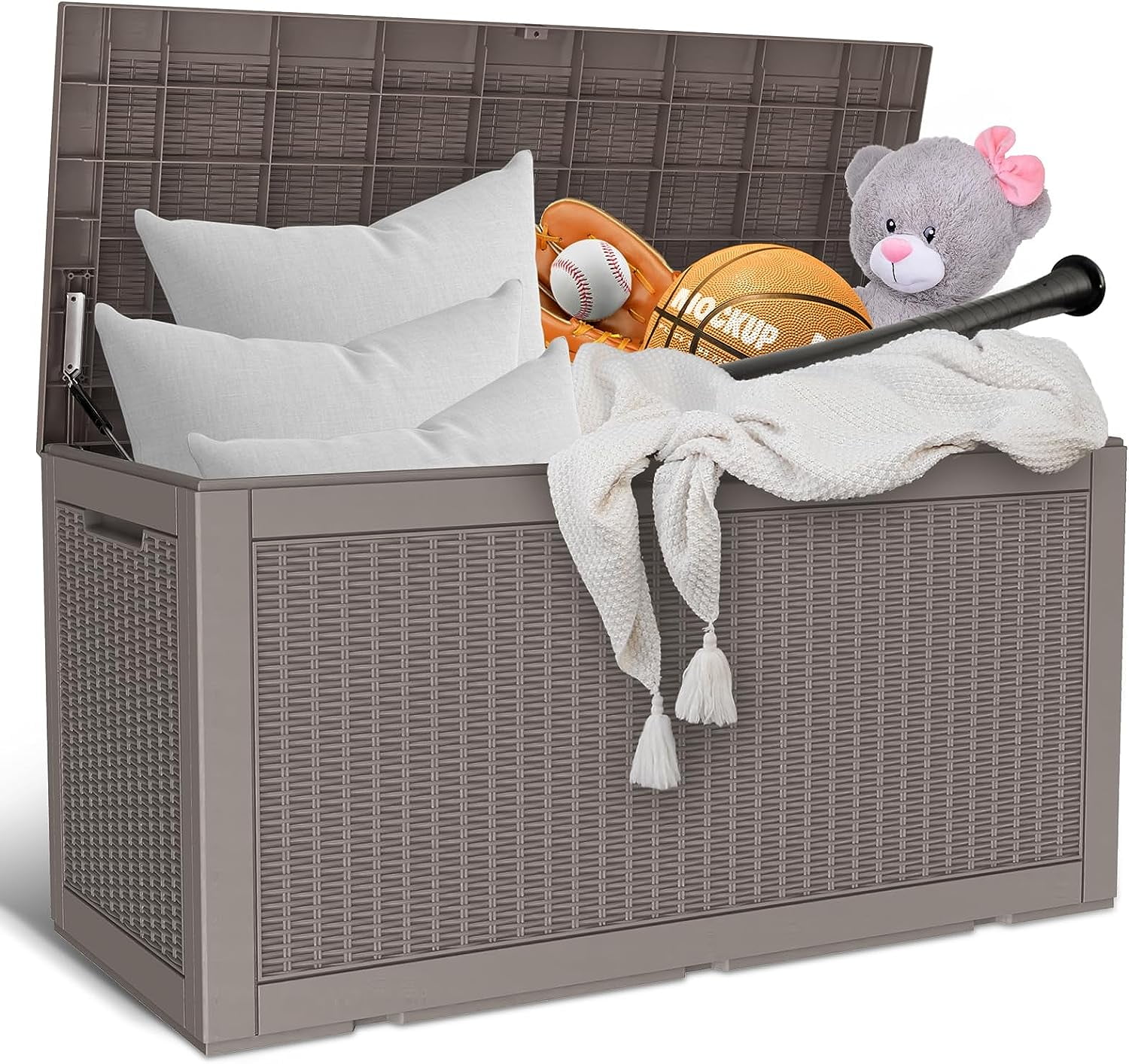 100 Gallon Large Deck Box, Outdoor Storage Box for Patio Furniture ...