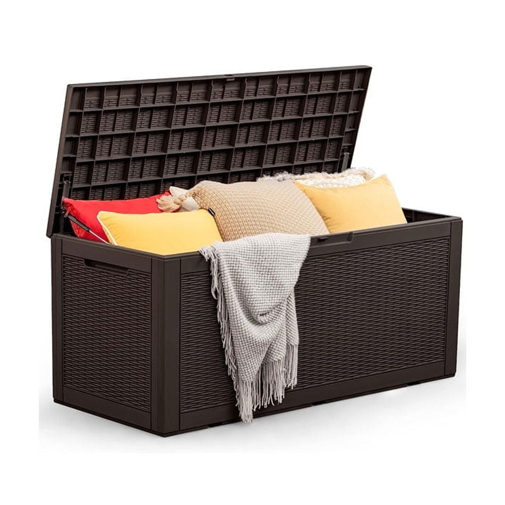 100 Gallon Large Resin Deck Box Outdoor Storage with Padlock Indoor ...