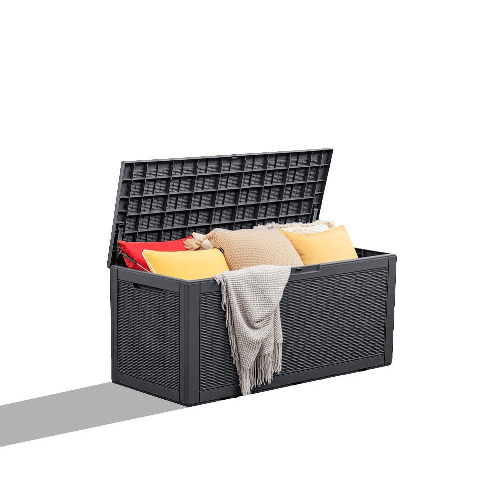 100 Gallon Large Resin Deck Box Outdoor Storage with Padlock Indoor ...