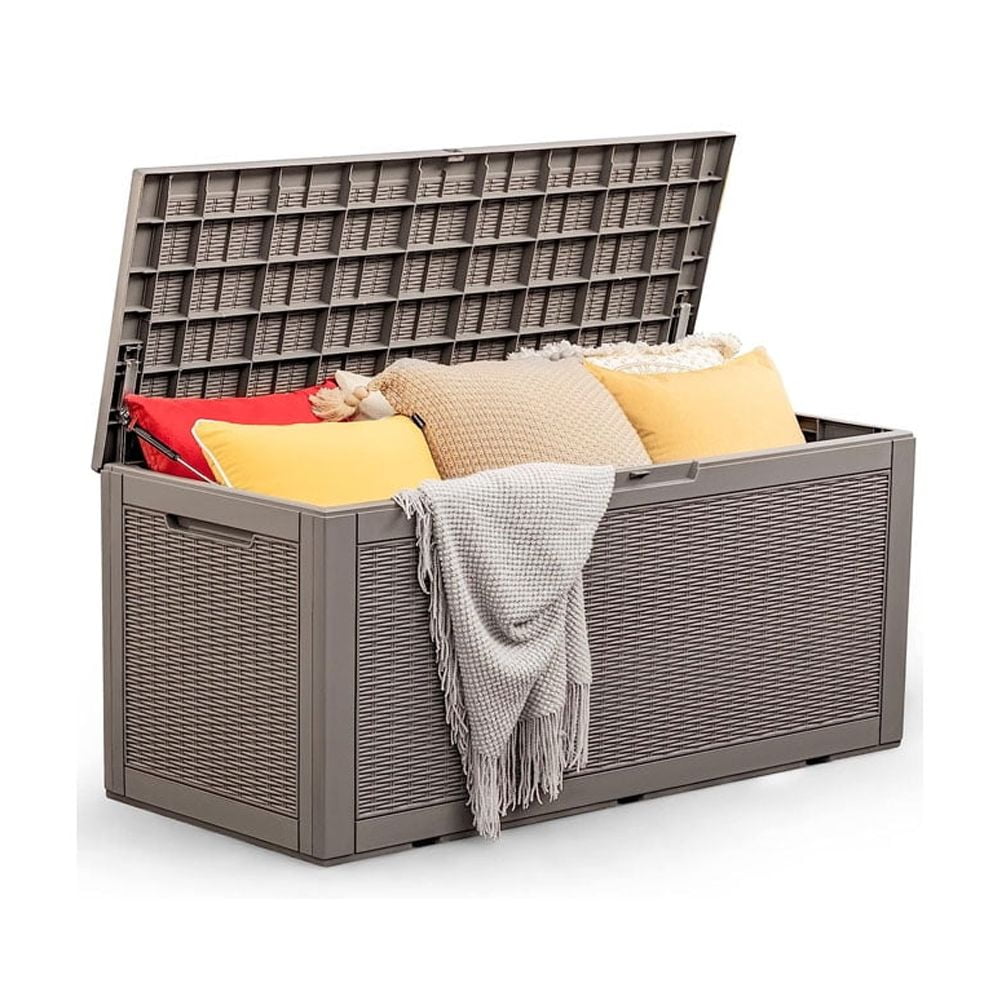 100 Gallon Large Resin Deck Box Outdoor Storage with Padlock Indoor ...