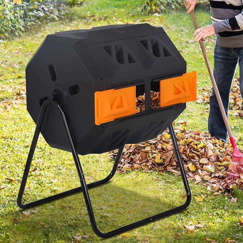 43 Gallon Outdoor Compost Bin Large Tumbling Composter Garden Dual ...