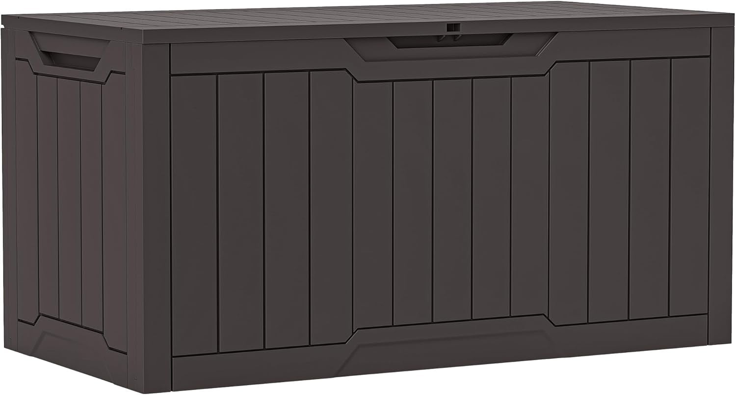100 Gallon Outdoor Storage Box, Large Water Resistant Resin Deck Box ...