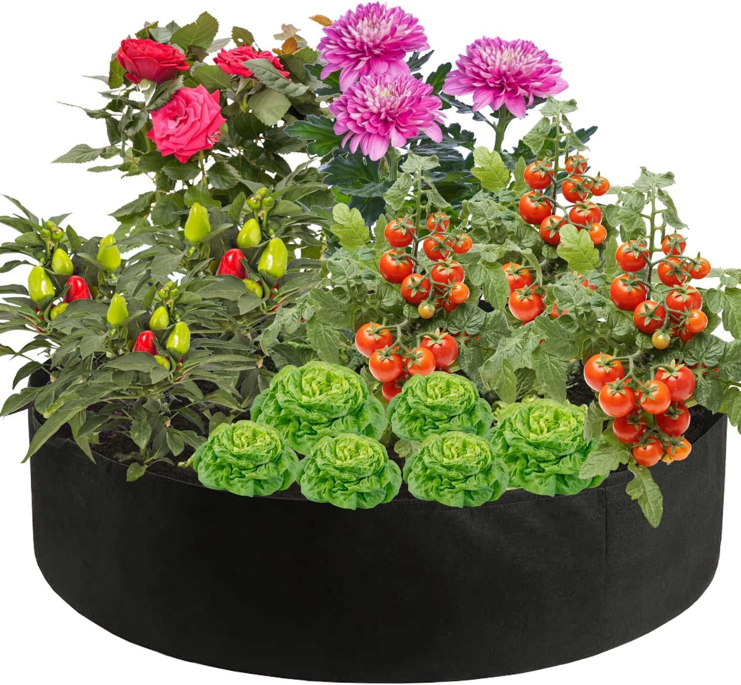 100 Gallon Plant Grow Bags, Heavy Duty Fabric Raised Garden Planting ...