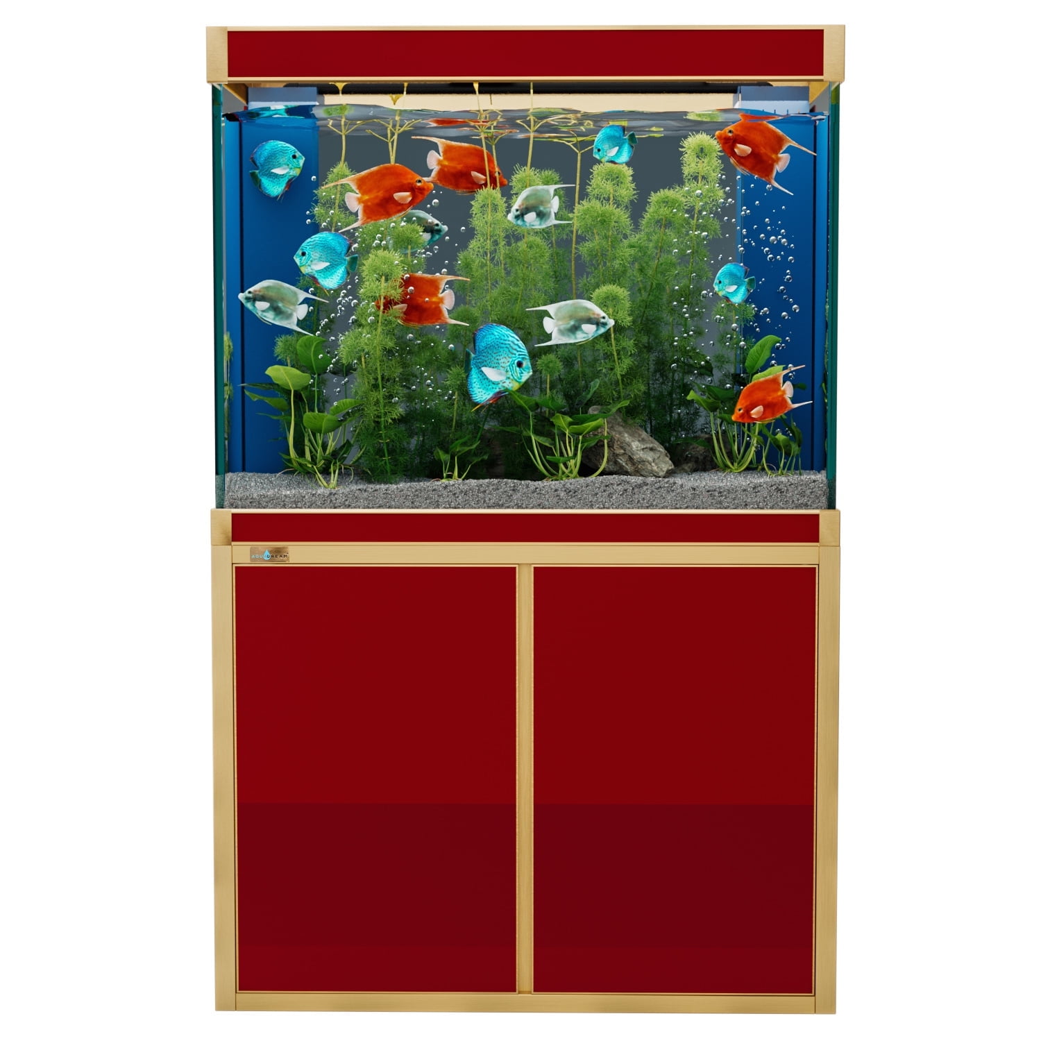 100 Gallon Red with Gold Trim Tempered Glass Aluminum Aquarium Fish ...
