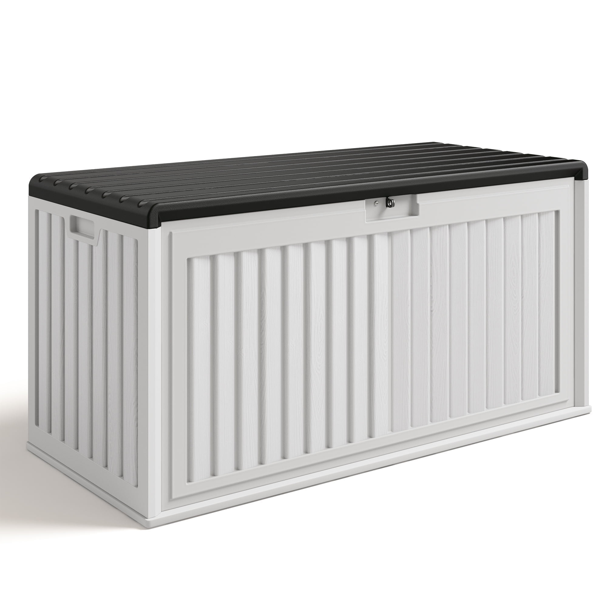 100 Gallon Resin Deck Box, Asofer Lockable Patio Outdoor Storage Box ...