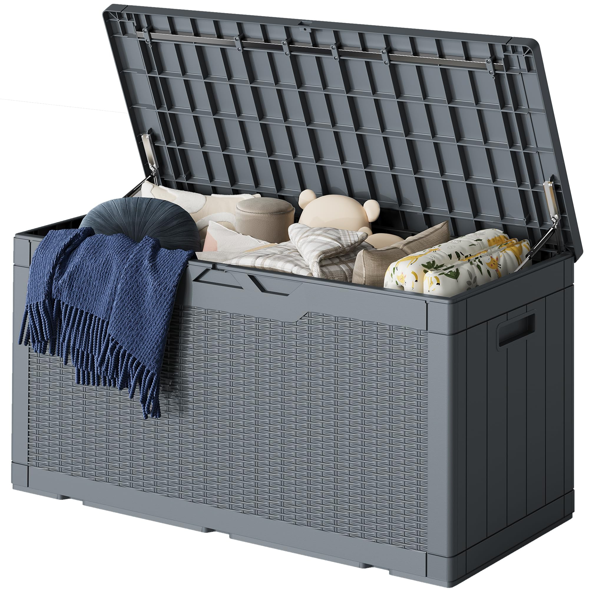 100 Gallon Resin Deck Box Lockable Large Outdoor Storage Boxes for ...