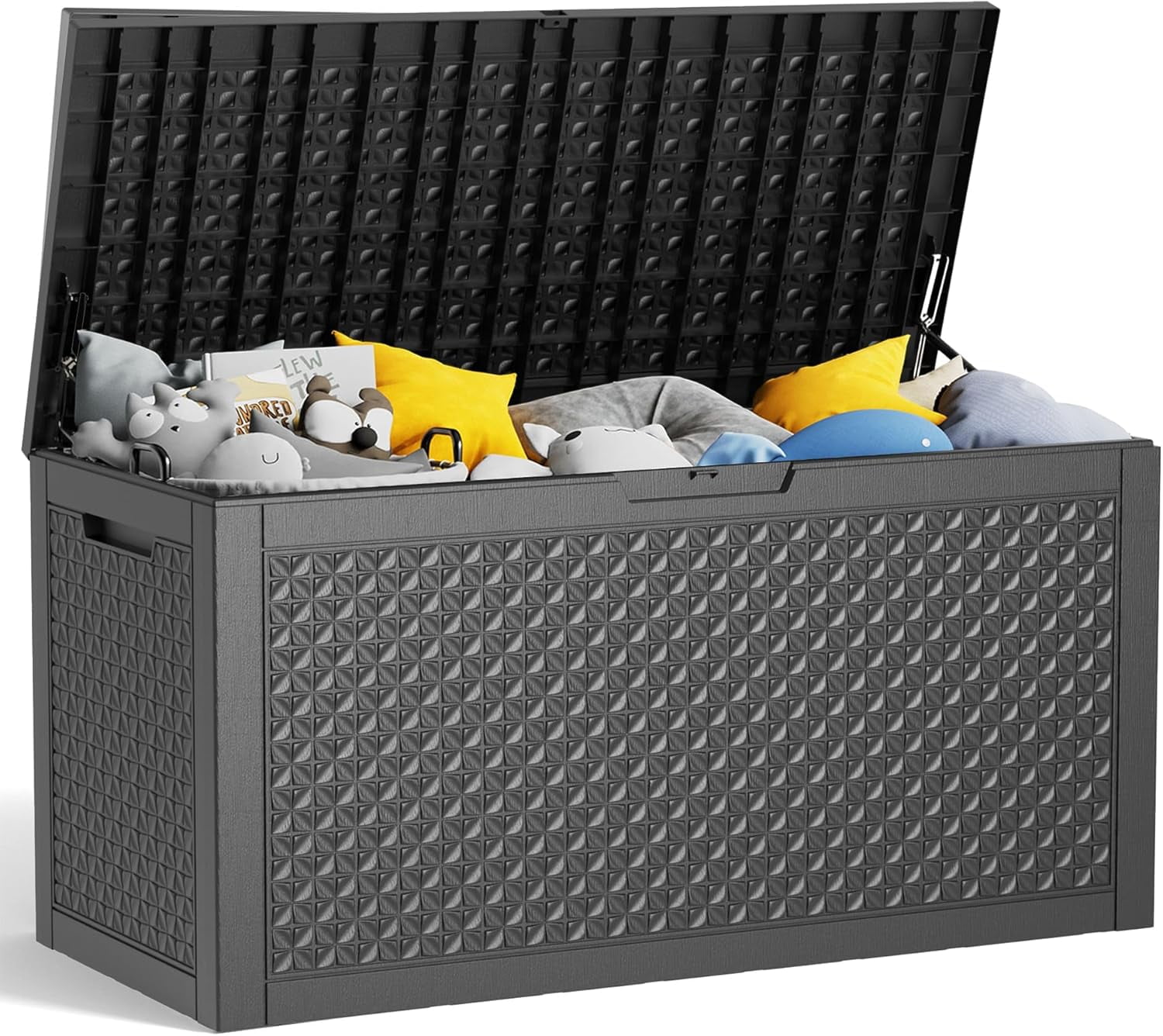 100 Gallon Resin Deck Box, Lockable Patio Outdoor Storage Box for ...