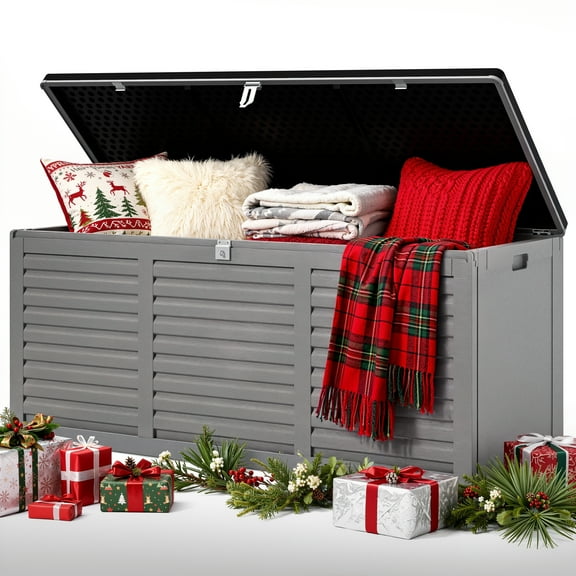 320 Gallon Outdoor Storage Box, Large Waterproof UV Resistant Deck Box ...