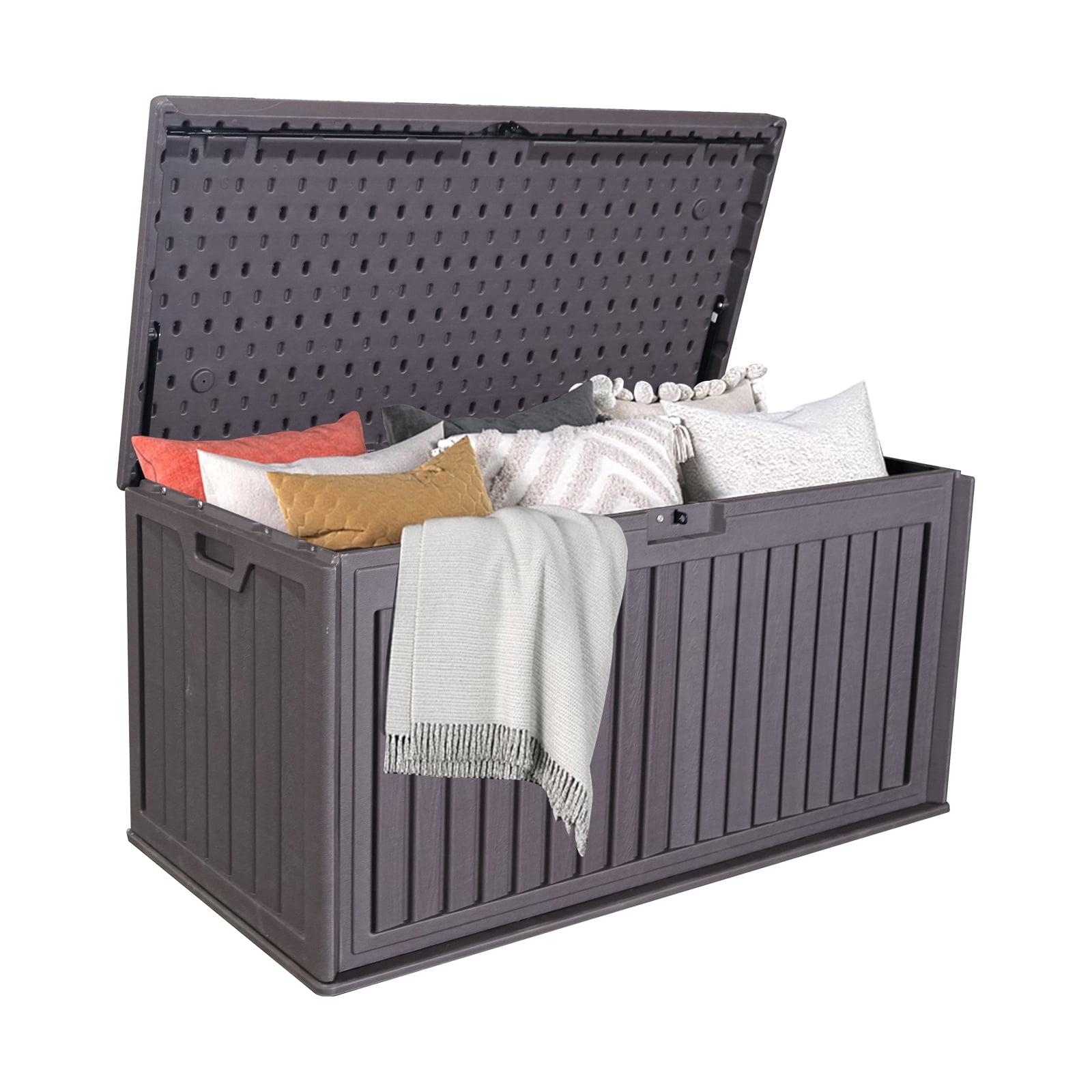 100 Gallon Resin Outdoor Deck Box Waterproof, Plastic Patio Storage Box ...