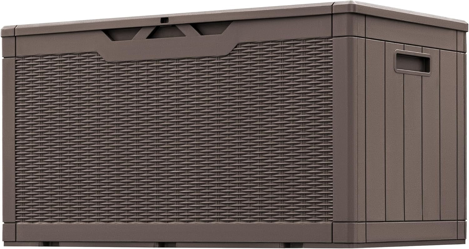 100 Gallon Resin Patio Storage Box for Garden Tools, Outdoor Furniture ...