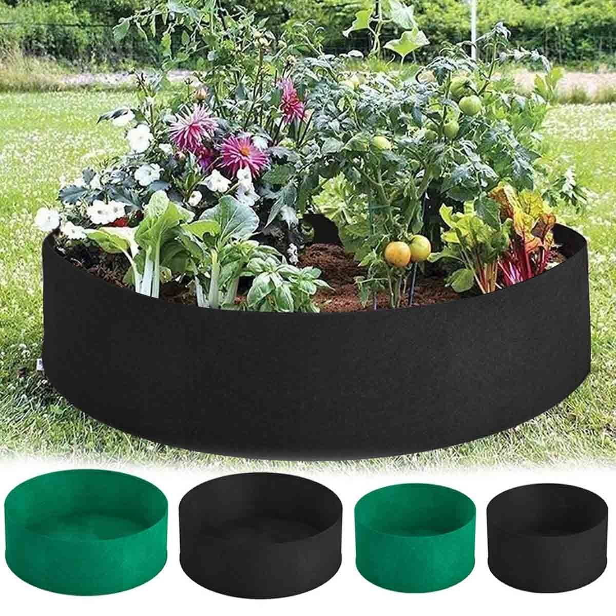 100 Gallon Round Raised Garden Planting Beds Pots, Heavy Duty Fabric ...