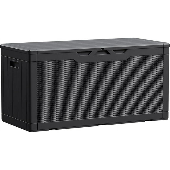 100 Gallon Waterproof Large Resin Deck Box Indoor Outdoor Lockable ...