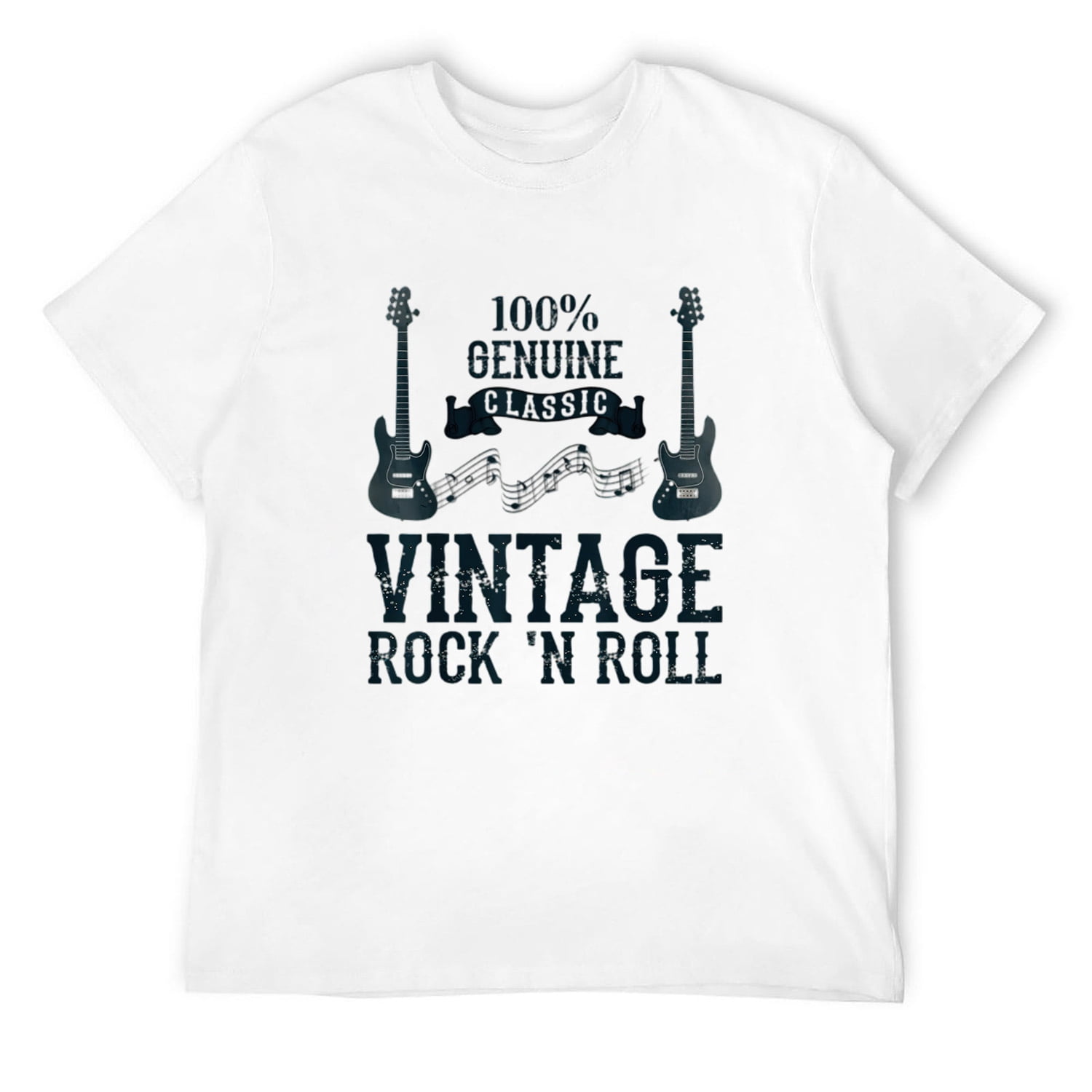 100% Genuine Classic Vintage Rock 'N Roll Guitar Rock Music T-Shirt ...