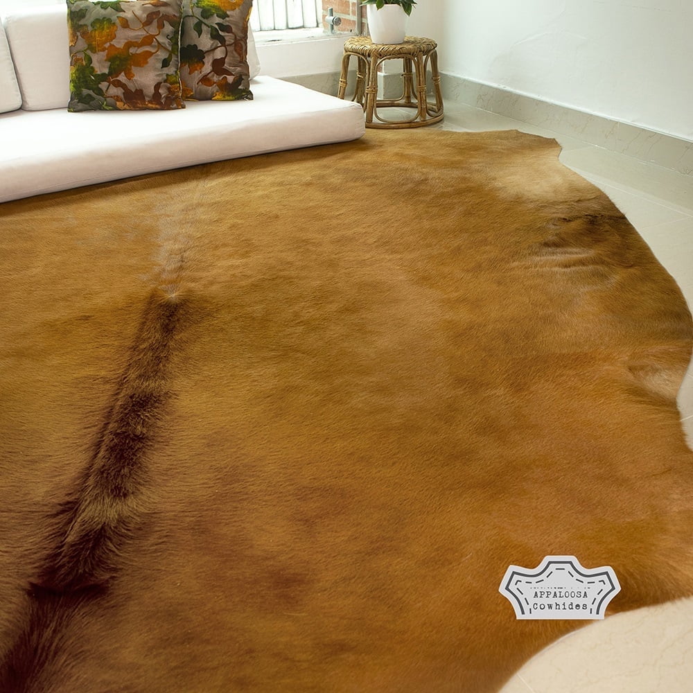 100% Genuine Leather Cowhide Rug in Solid Brown | Extra Large 6' x 8 ...