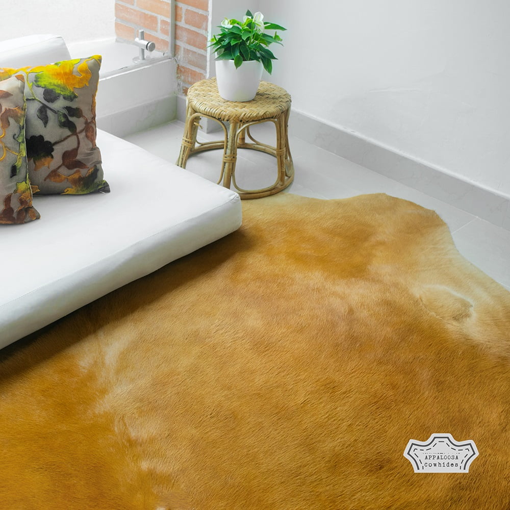 100% Genuine Leather Cowhide Rug in Solid Brown | Medium 5' x 7'| Best ...