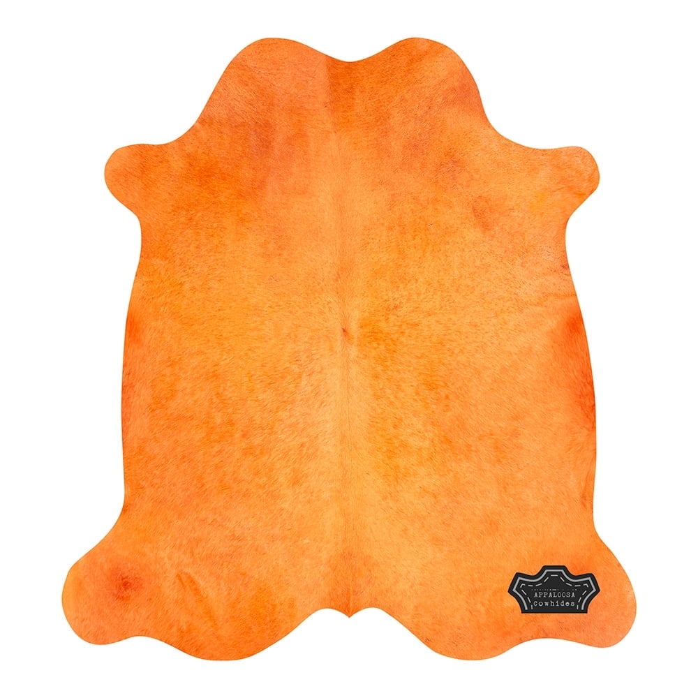 100% Genuine Leather Real Cowhide Rug Color Dyed in Burnt Orange ...