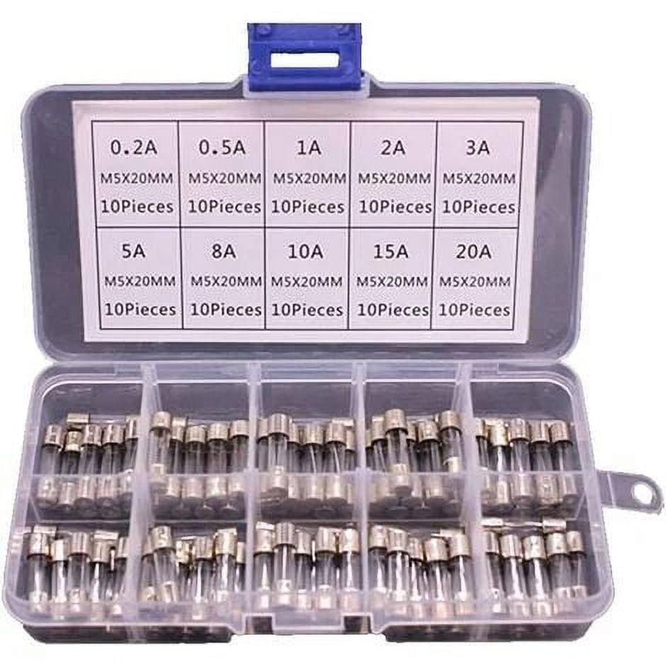 100 Glass Fuses 5X20Mm In Box Fuse 0.2A 20A - Walmart.com