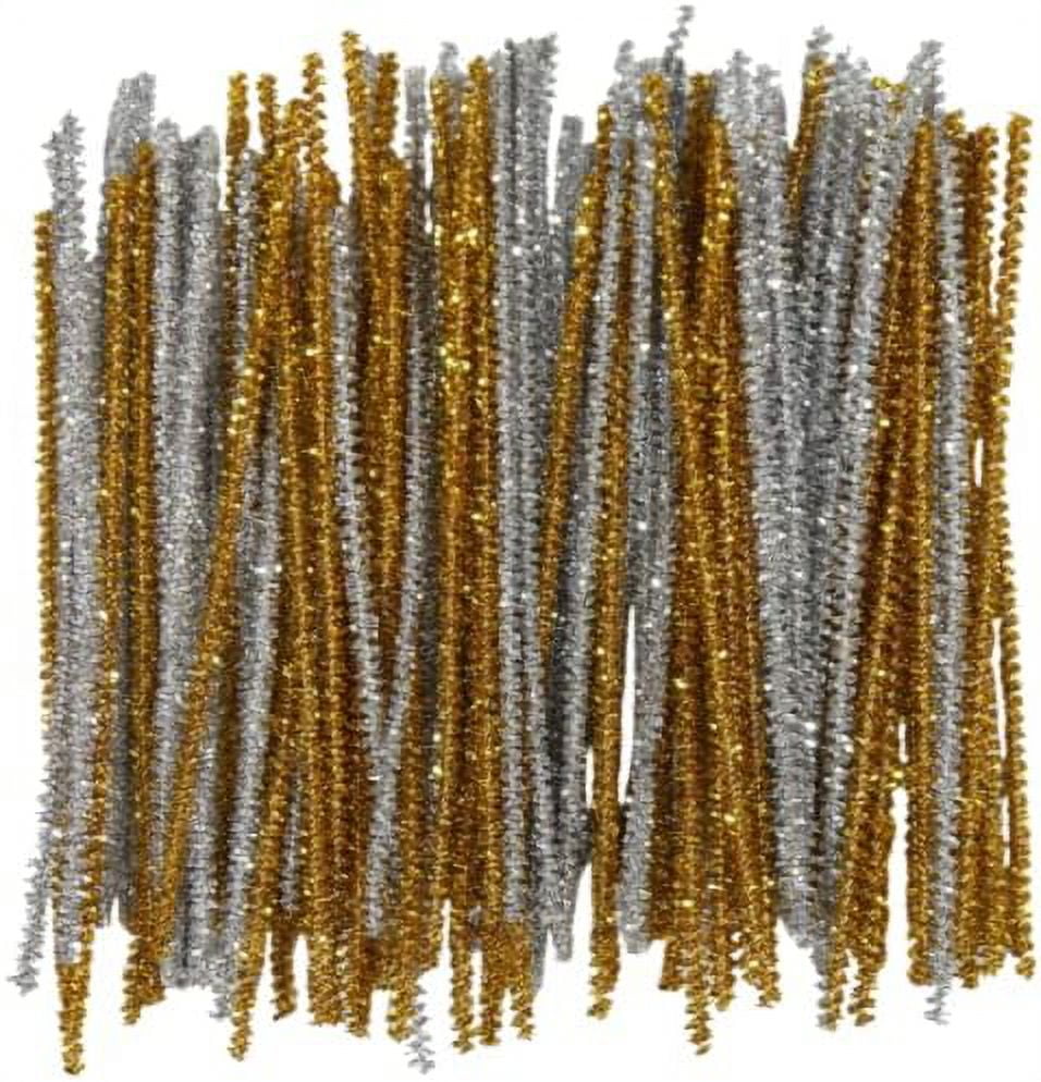 100 Gold And Silver Glitter Pipe Cleaners 30cm x 6mm - Walmart.com