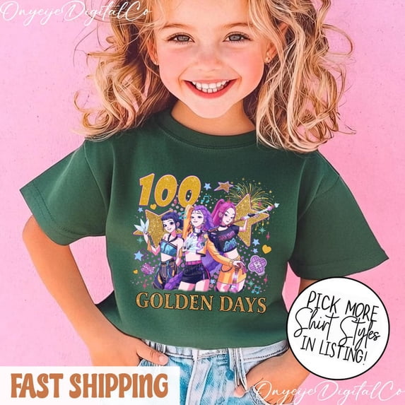 100 Golden Days Kpop Shirt | Hunter Girls 100th Day Of School Tee ...