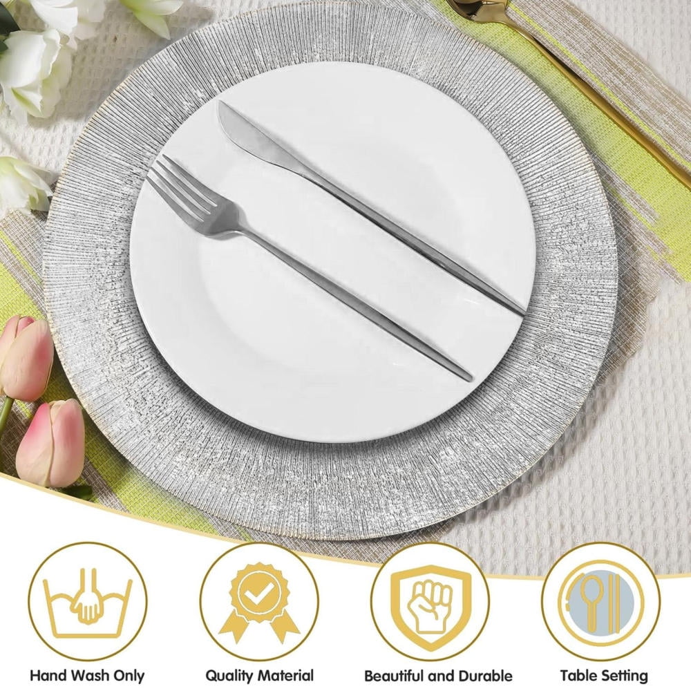 100 Golden Retro Charger Plates 13 Inch - Plastic Banquet Trays for ...