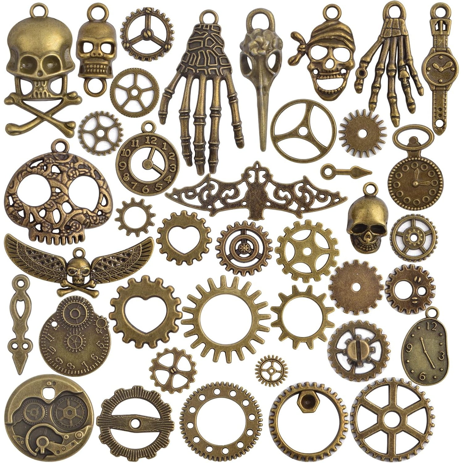 100 Gram Antique Bronze Steampunk Gears Charms Vintage Alloy Mixed ...