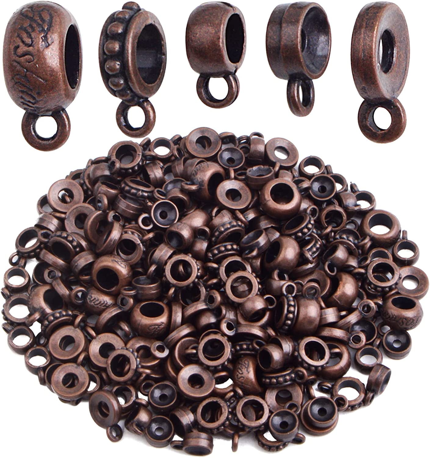 100 Gram Antique Red Copper Bail Tube Beads Tibetan Alloy Bail Beads ...