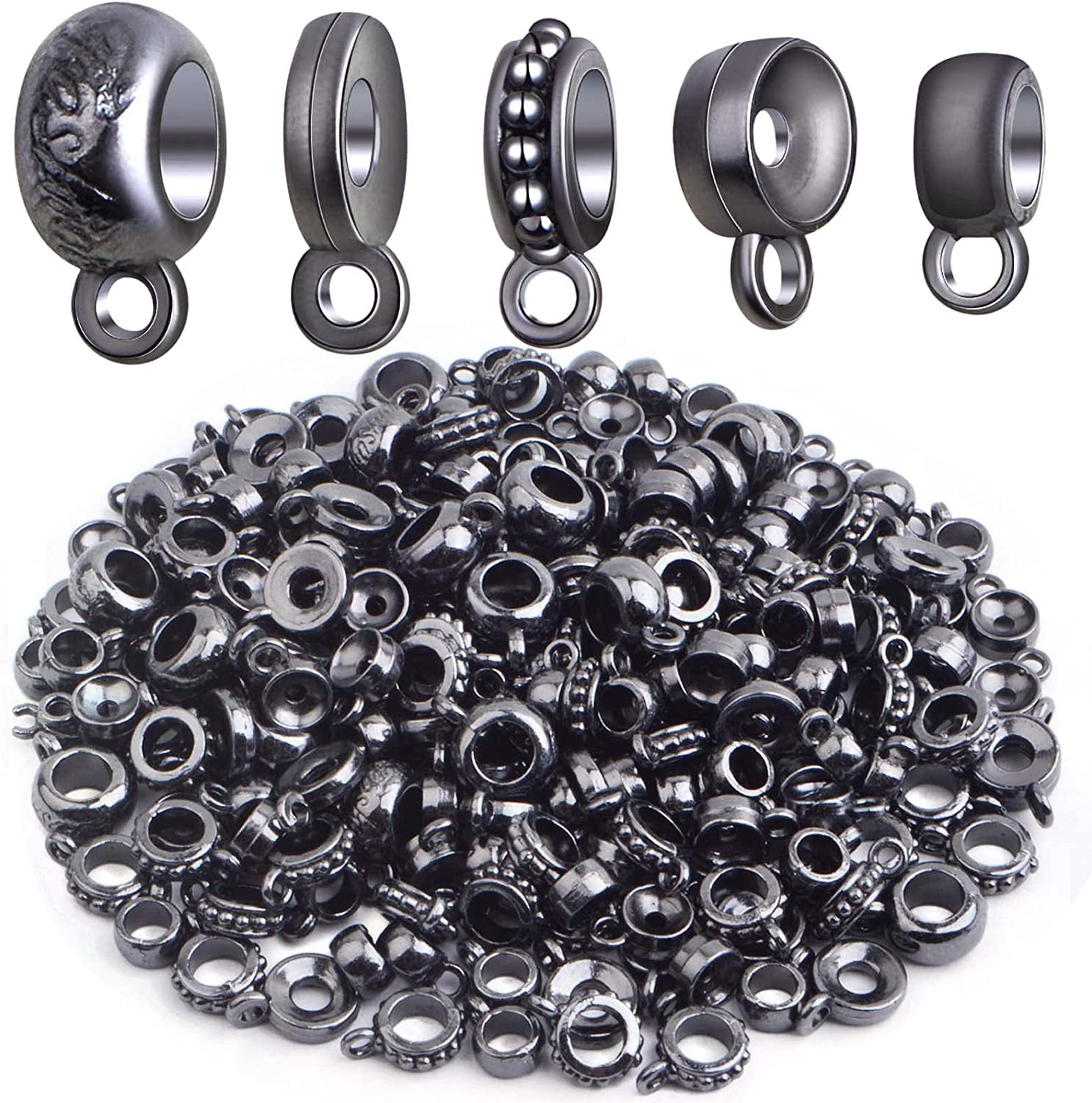 100 Gram Gun Black Bail Tube Beads Alloy Bail Beads Connectors Tibetan ...