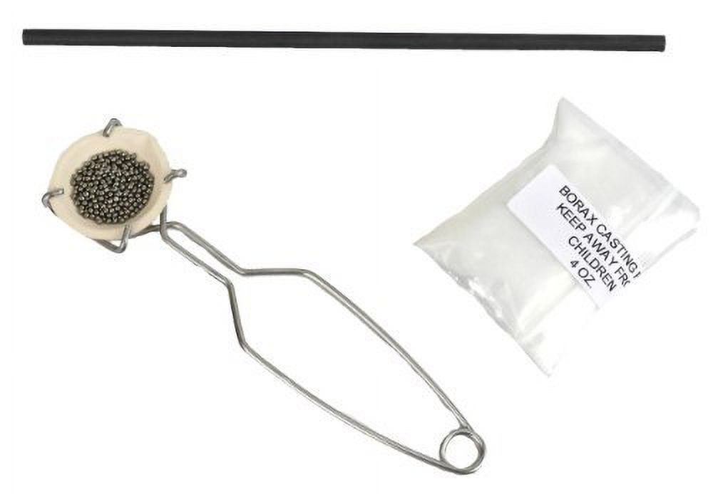 100 Gram Torch Smelting Gold Silver Kit Set Crucible Flux Tong Rod ...