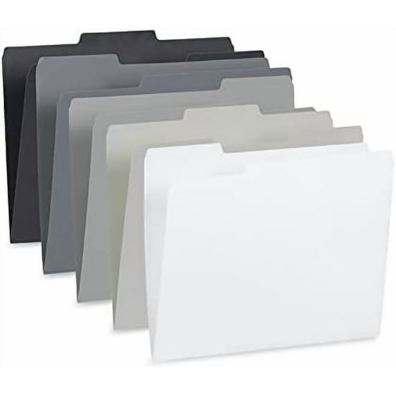 100 Grayscale File Folders, Letter Size, 1/3 Cut Tab, Modern Gray ...