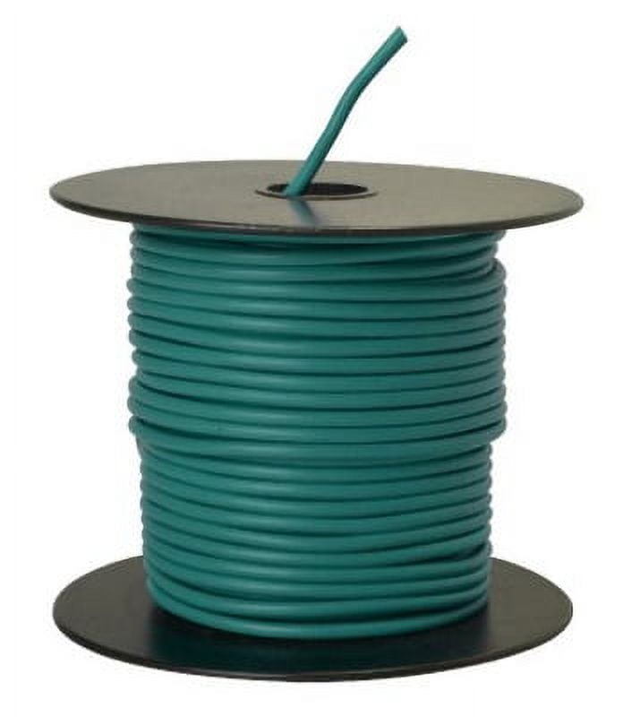 100' Green 14 Gauge Primary Wire Durable PVC Outer Jacket Resists Wate ...