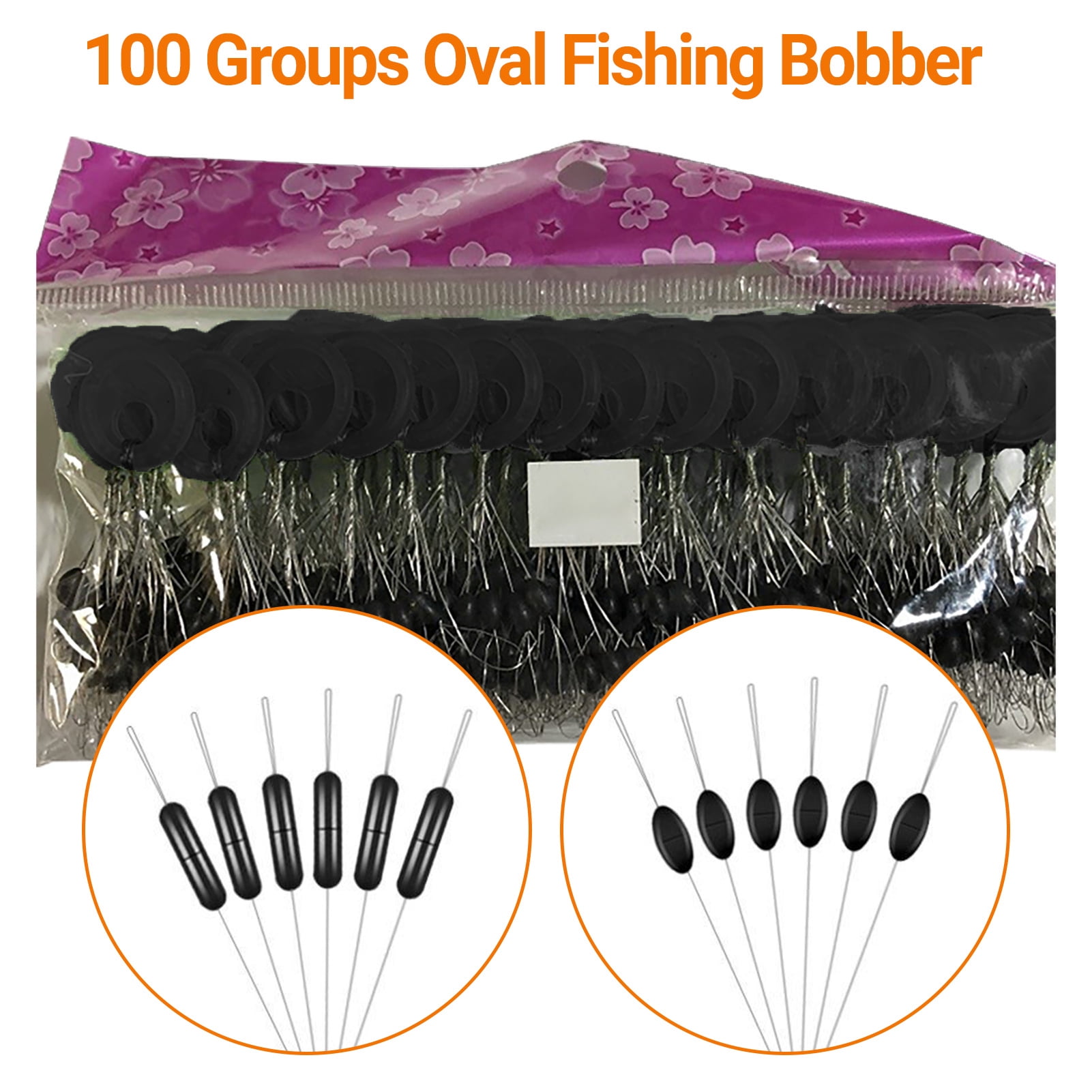 100 Groups Oval Fishing Bobber Rubber Fish Beans Stopper Space Beans ...