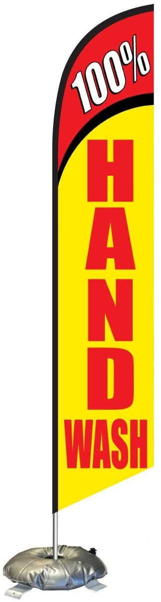 100% Hand Wash Car Wash Feather Flag Kit with Cross-Base and Weight ...