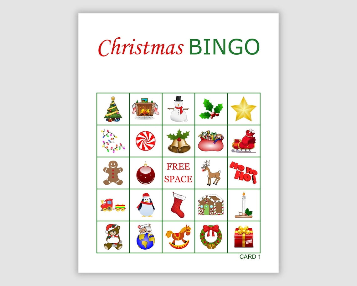 100 Holiday Bingo Board Game Cards , Printable Christmas Party Game ...