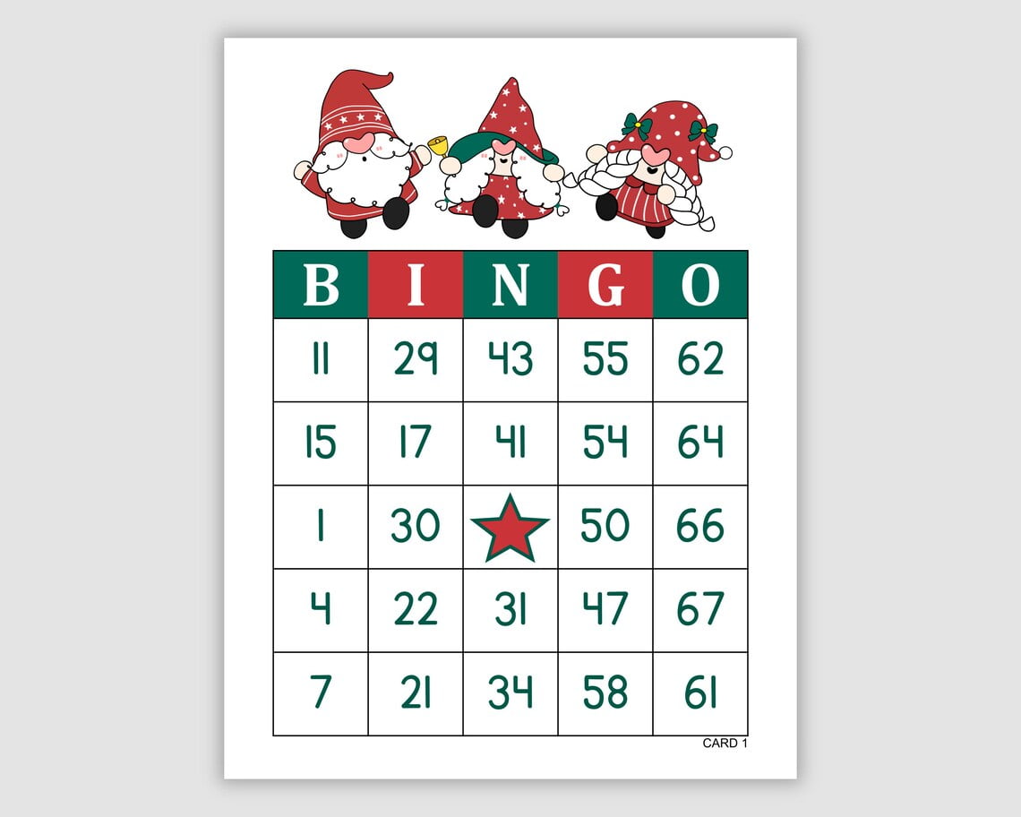 100 Holiday Bingo Cards ,Printable Fun Party Game, Gnomes - Walmart.com