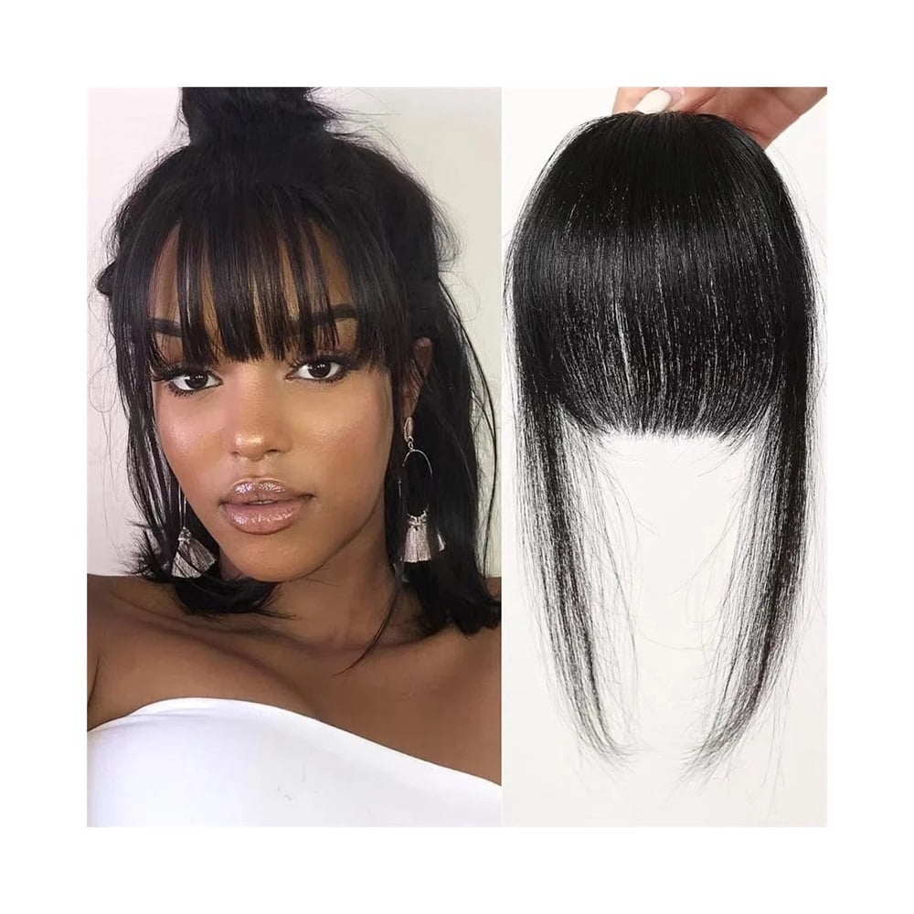 100% Human Hair Bangs Hair Clip in Bangs Fringe with Temples Hairpiece ...