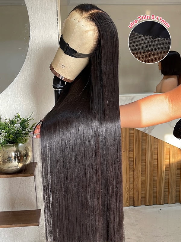 100% Human Hair Bone Straight 13x6 HD Lace Frontal Wigs 5x5 Glueless 30 ...
