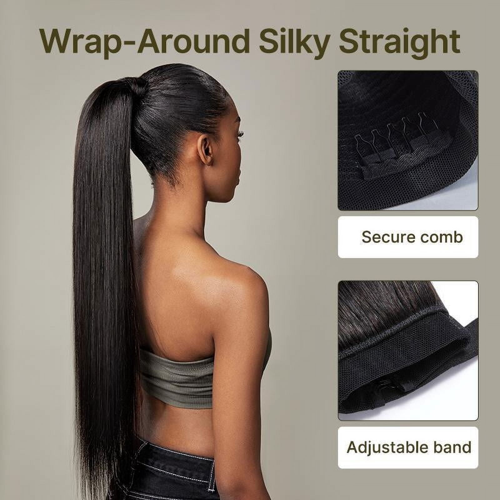100% Human Hair High-Density 10-Sec Ponytail Hairstyle Drawstring ...
