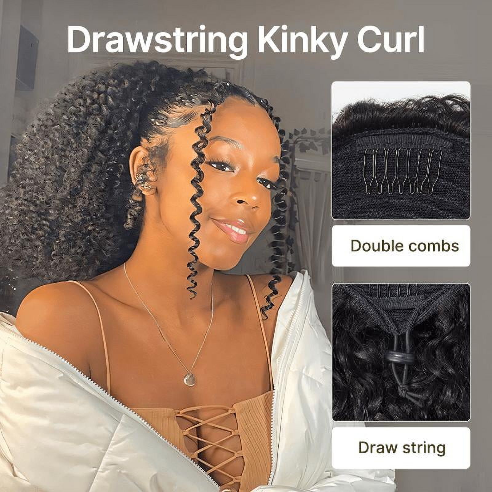 100% Human Hair High-Density 10-Sec Ponytail Hairstyle Drawstring ...