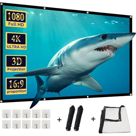 72 inch Projector Screen Portable 16:9 4K HD Outdoor Indoor Projector ...