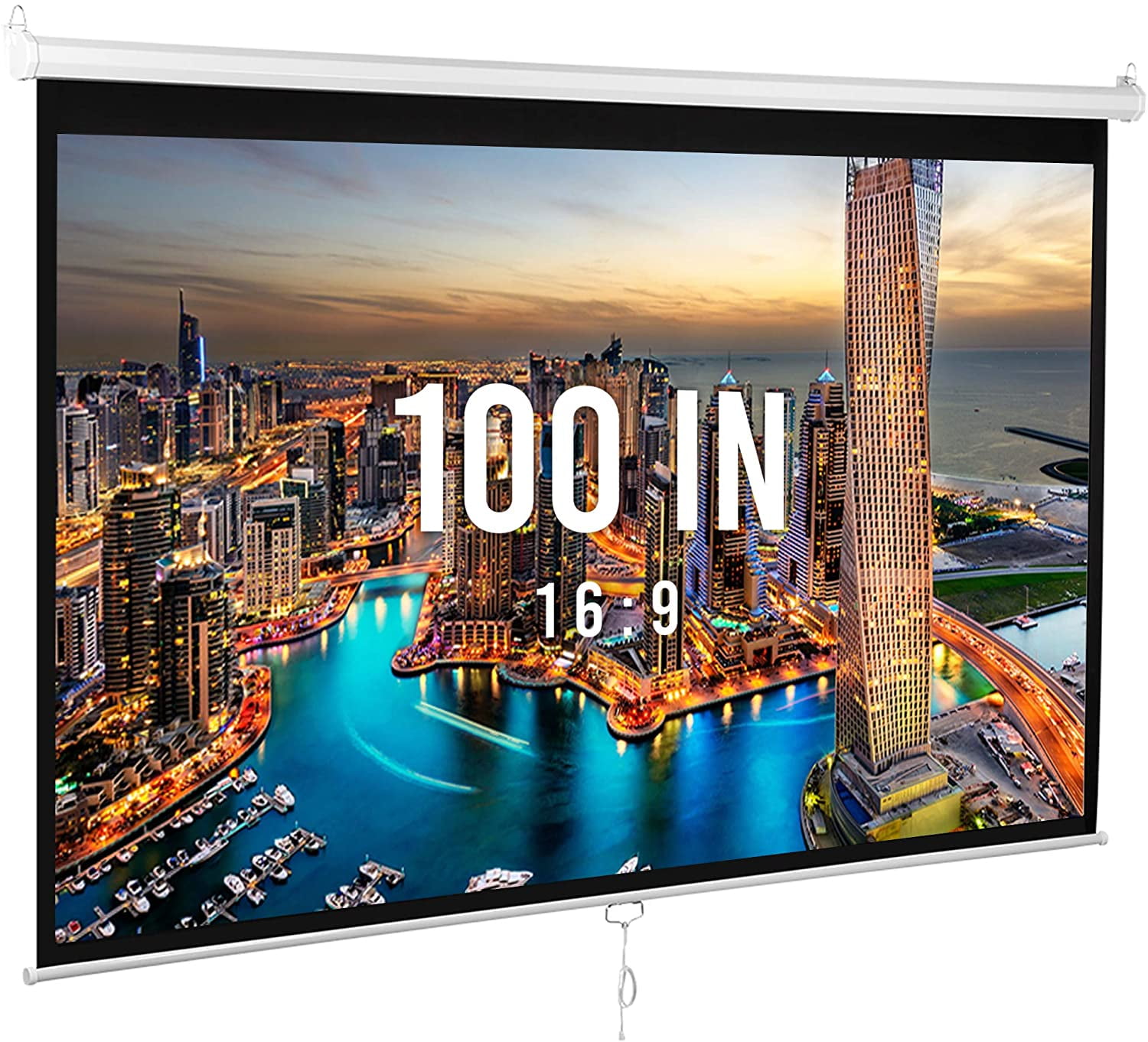 100 Inch Pull Down Projector Screen and Stand Portable Outdoor and ...