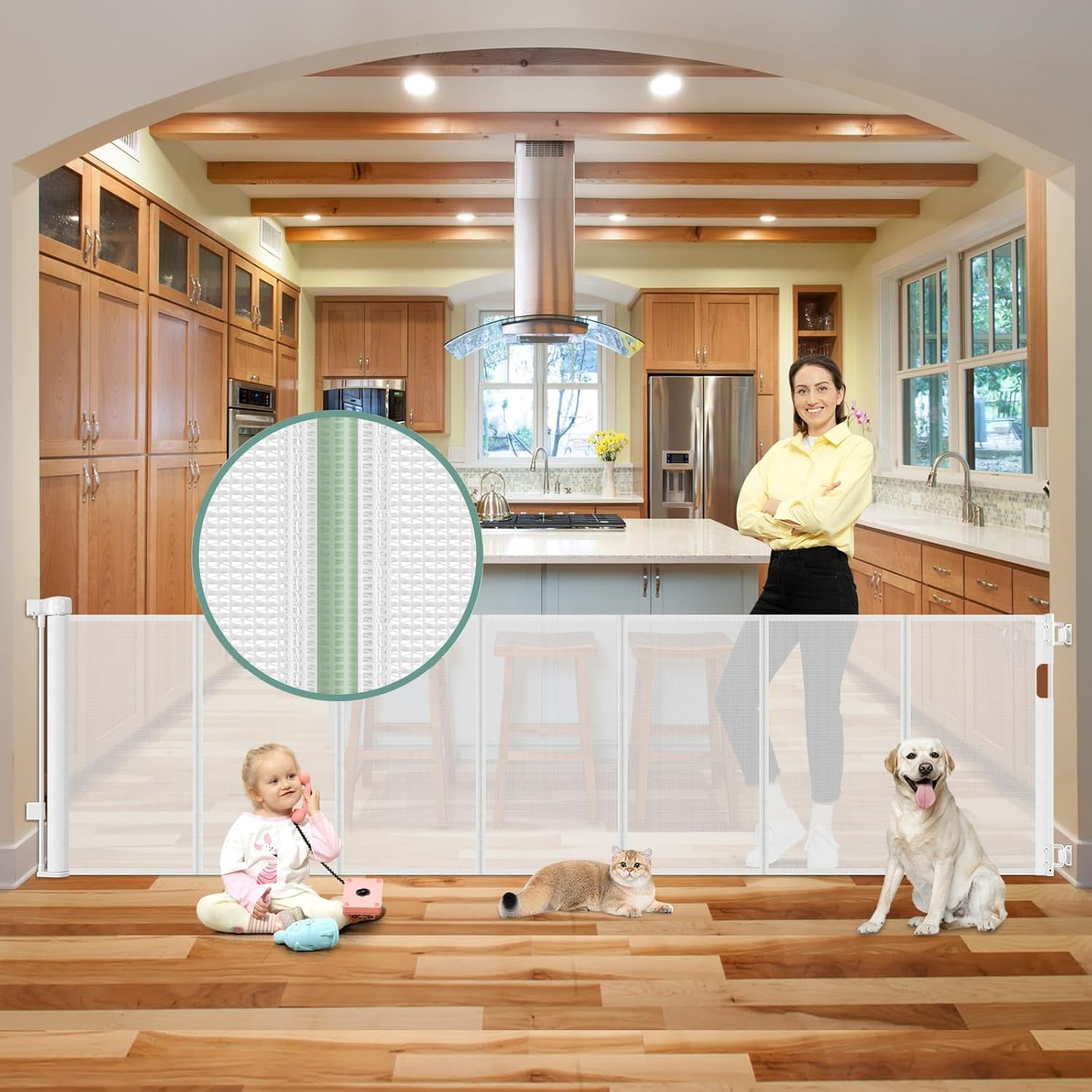 100 Inch Retractable Baby Gates for Doorways Extra Wide to Prevent ...