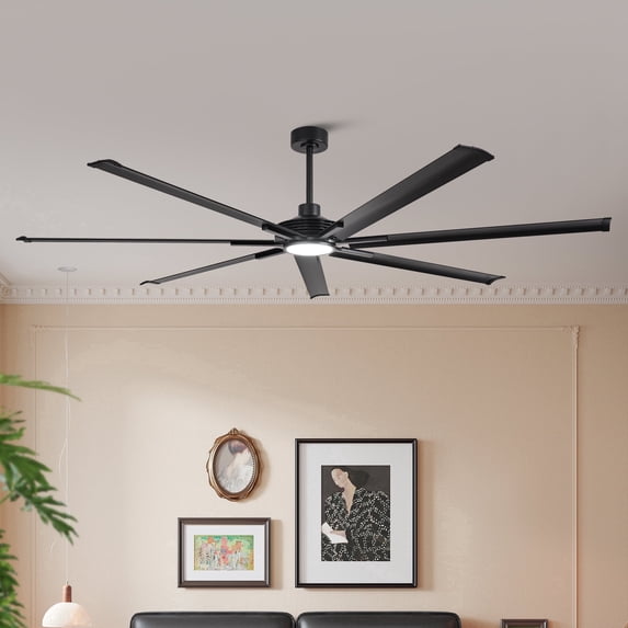 100" Industrial 7-Blade HVLS Ceiling Fan with Remote and LED Lights ...
