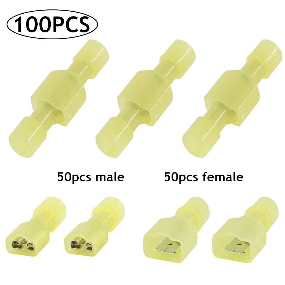 100× Insulated Nylon Flat Disconnect Terminals Male Female Wire ...