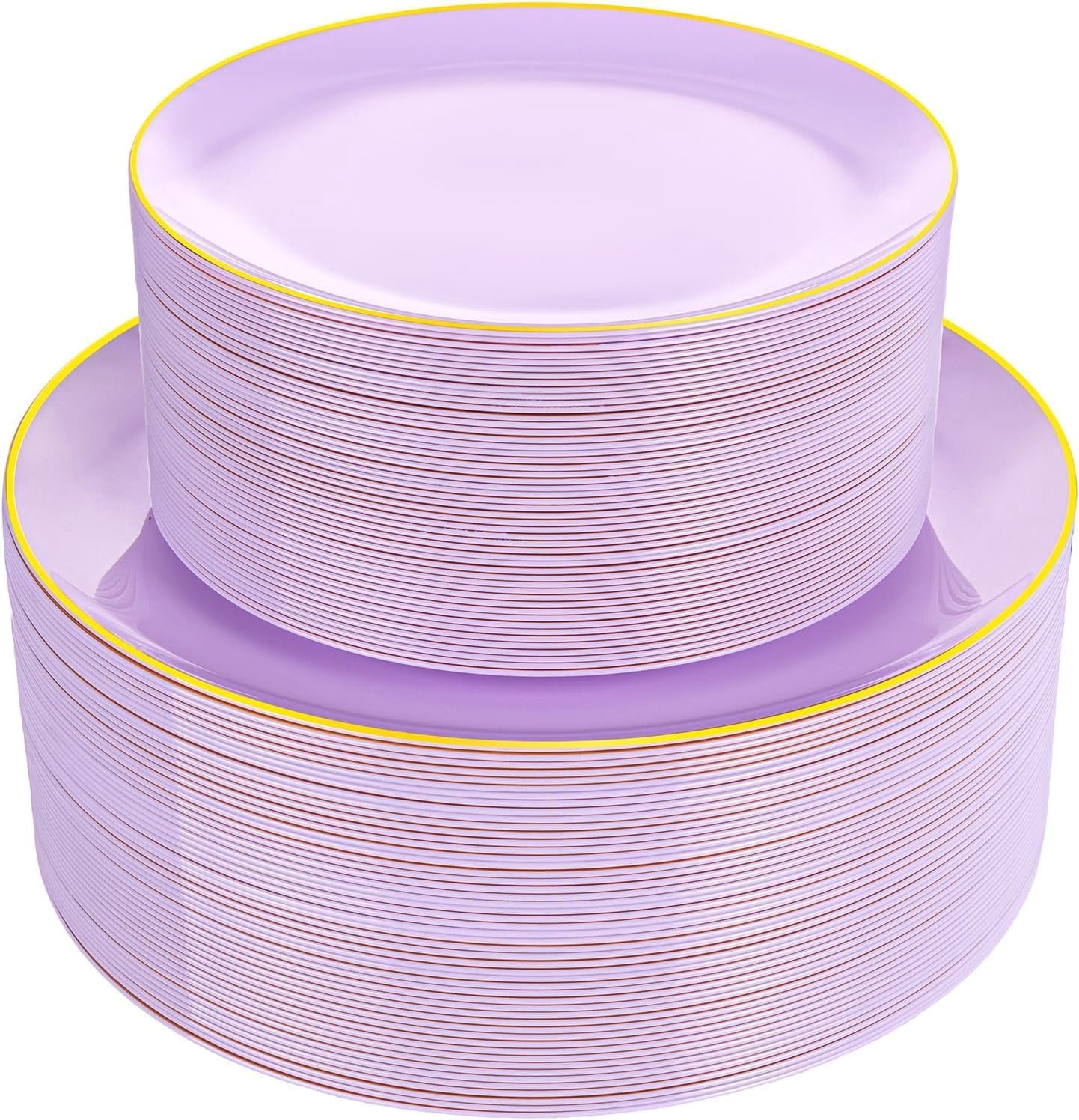 100 Ivory Plastic Plates - Beige Disposable Thickened Plates for ...