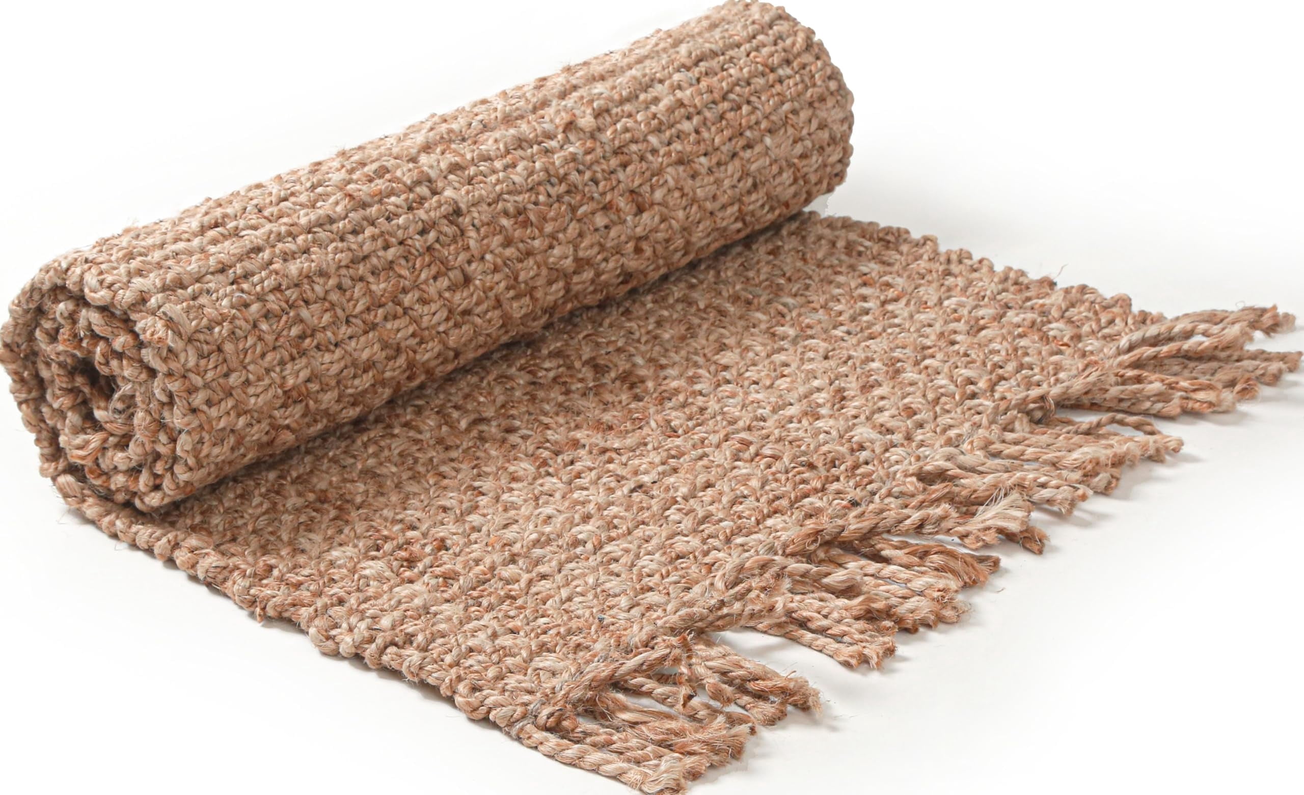 100% Jute Braided Boho Runner Rug 2'x5' - Natural, Hand Woven ...